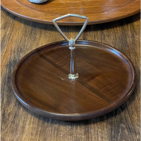 Vermillion | Dining | Vintage Walnutware Tidbit Tray With Chrome Handle ...